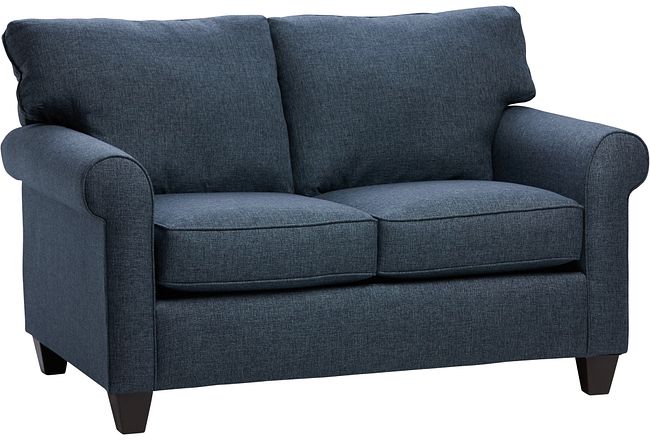 Cameron Blue Fabric Loveseat