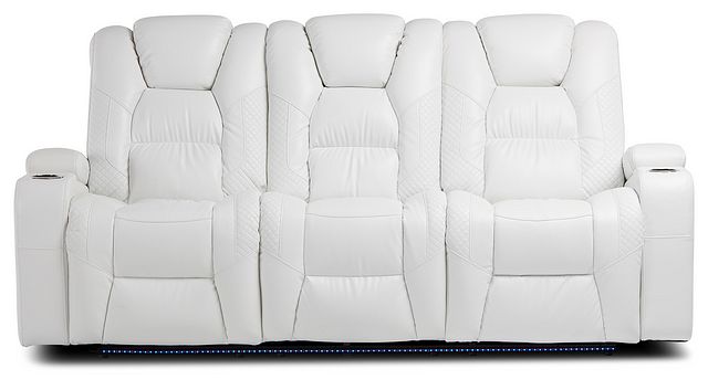 Troy White Micro Power Reclining Sofa