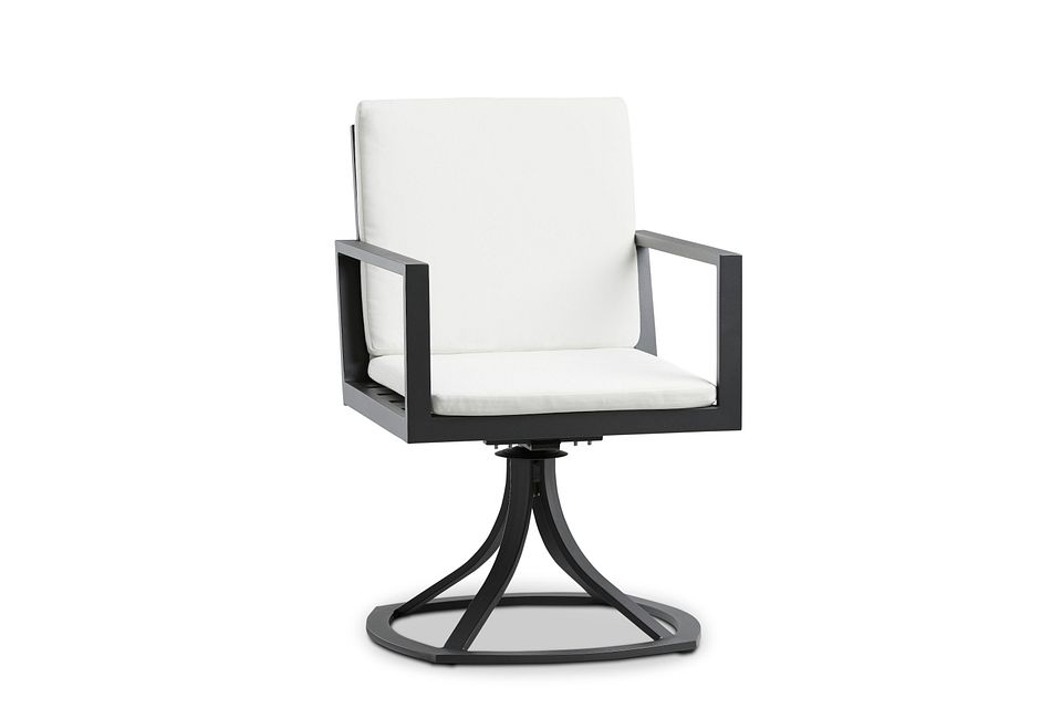 Linear Dark Gray White Swivel Arm Chair, (0)