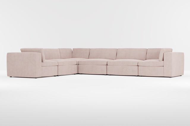 Destin Peyton Light Pink Fabric 6-piece Modular Sectional