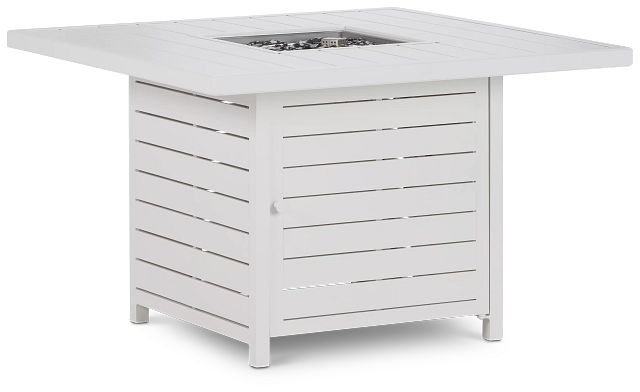 Linear White Square Fire Pit