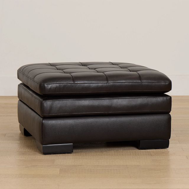 Braden Dark Brown Leather Storage Ottoman (0)