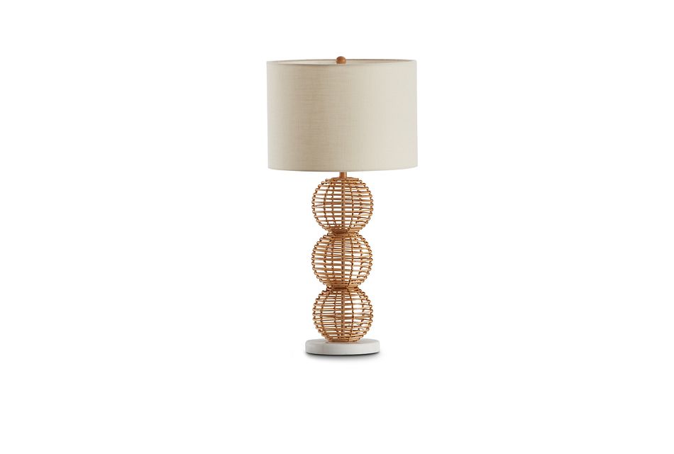 Bamboo Beige Rattan Table Lamp, (1)