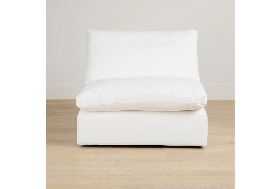Nixon White Fabric Armless Chair