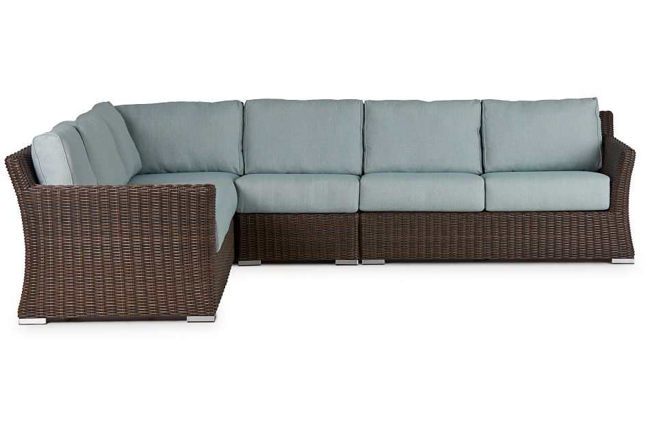 Southport Teal Woven Large Two-arm Sectional