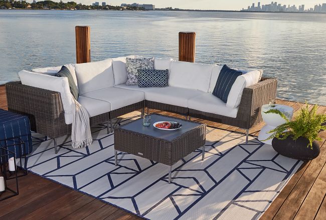 Tulum White Woven Two-arm Sectional