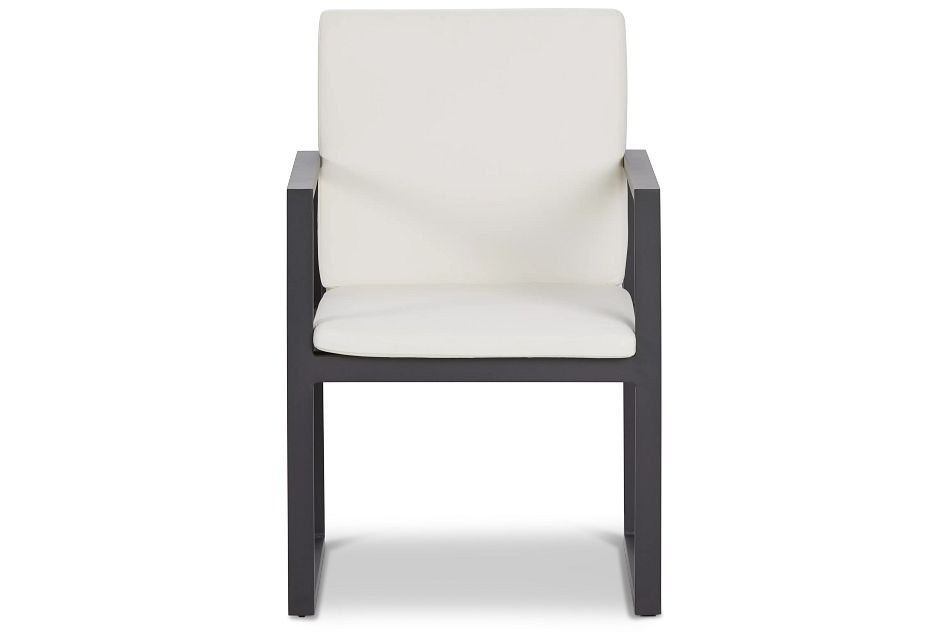 Linear Dark Gray White Aluminum Arm Chair, (2)