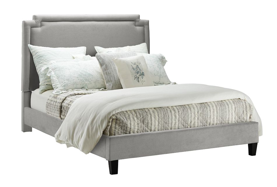 Whitney Light Gray Uph Platform Bed