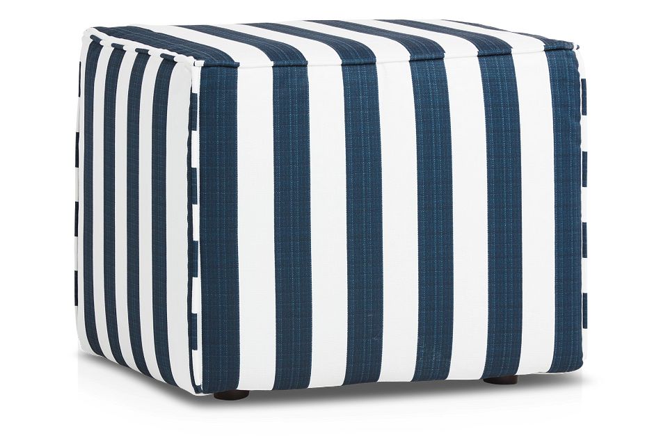 Stripe Blue Stripe Indoor/outdoor Accent Ottoman, (0)