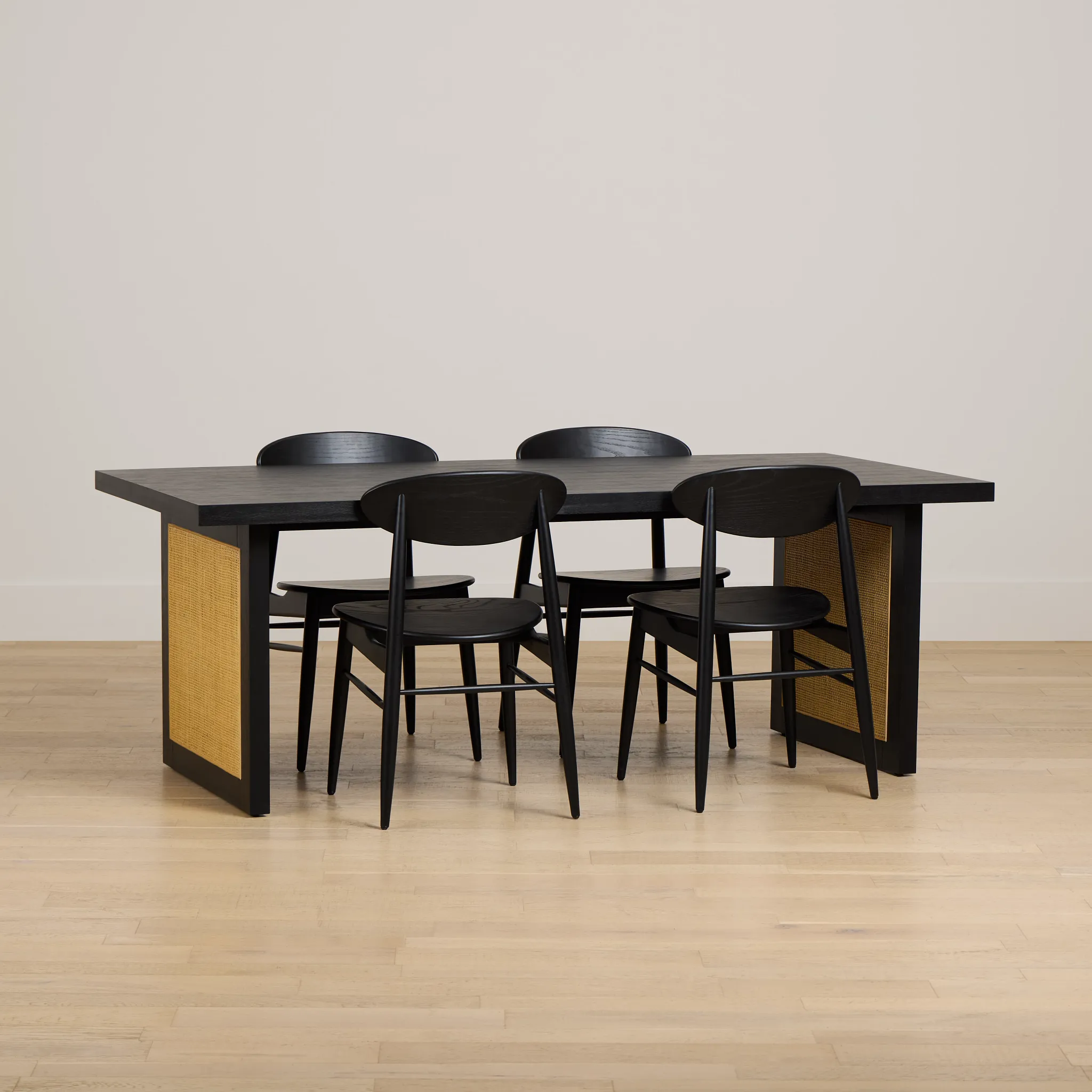 Brisbane Black Rectangular Table & 4 Wood Chairs