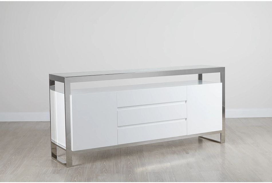 Miami White Glass Buffet, (0)
