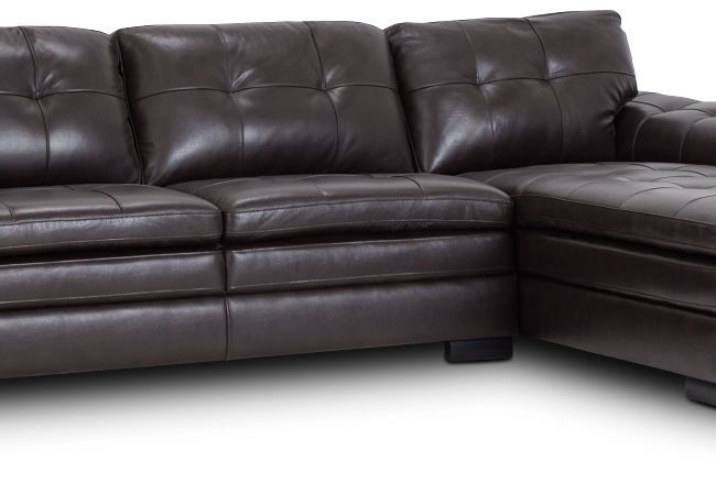 Braden Dark Brown Leather Right Chaise Sectional
