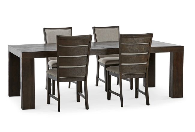 Grady Dark Tone Rect Table & 4 Slat Chairs