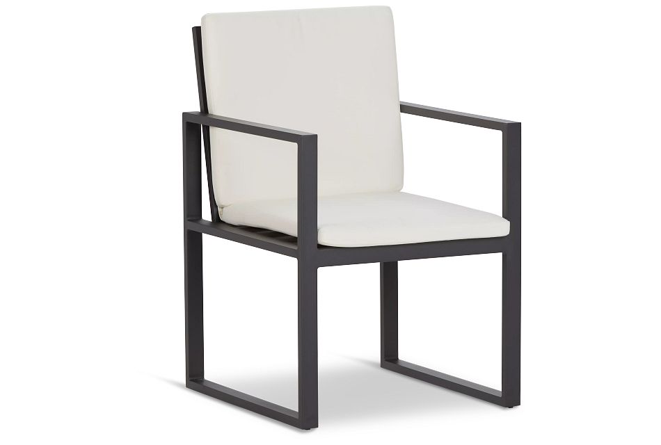 Linear Dark Gray White Aluminum Arm Chair, (0)