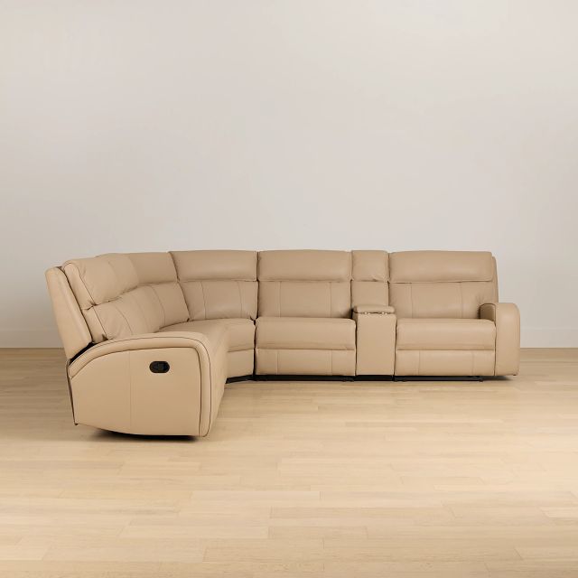 Rhett Taupe Micro Small Triple Manually Reclining Two-arm Sectional