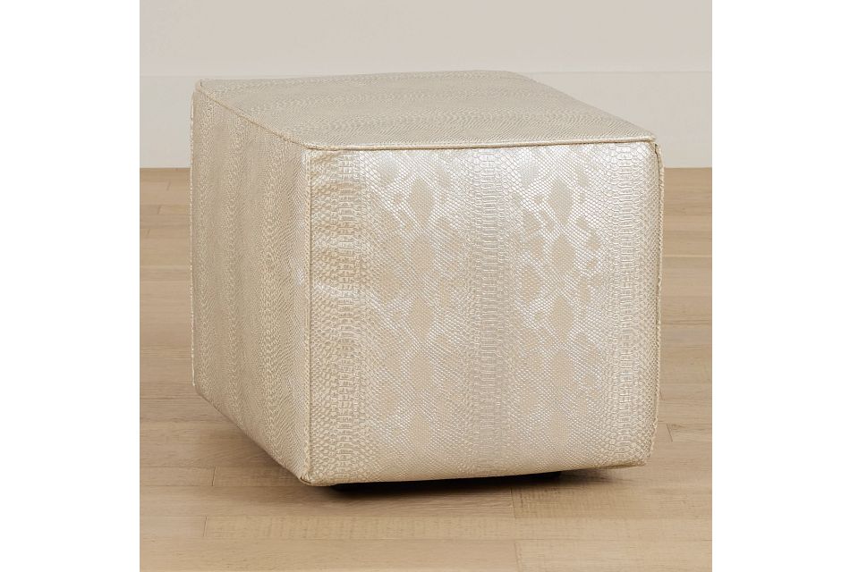 Amazon Ivory Vinyl Accent Pouf,