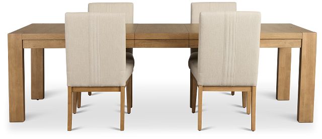 Tahoe Light Tone Rectangular Table & 4 Upholstered Chairs