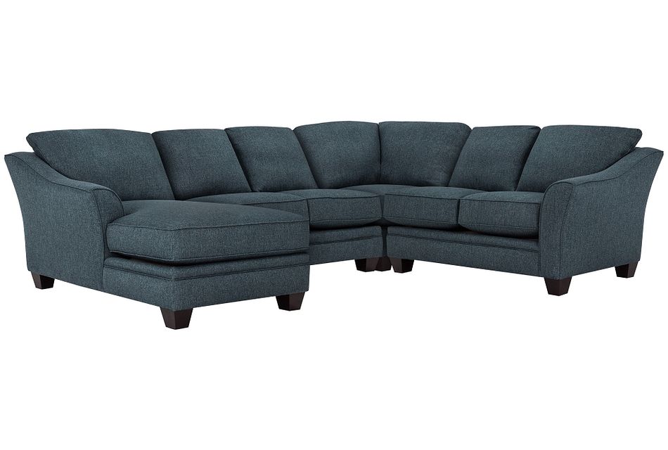 Avery Dark Blue Fabric Medium Left Chaise Sectional