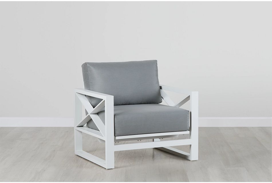 Linear White Dark Gray Rocking Chair, (0)