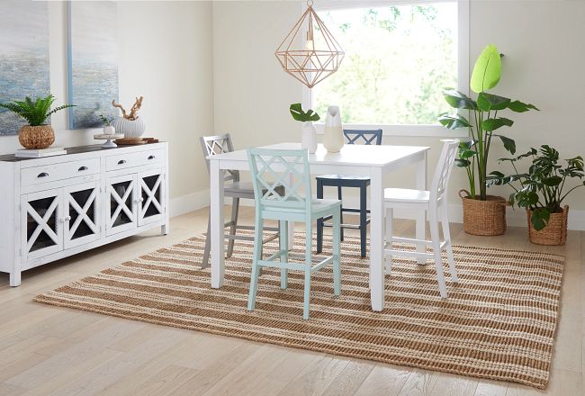 Edgartown White High Table & Mixed Barstools