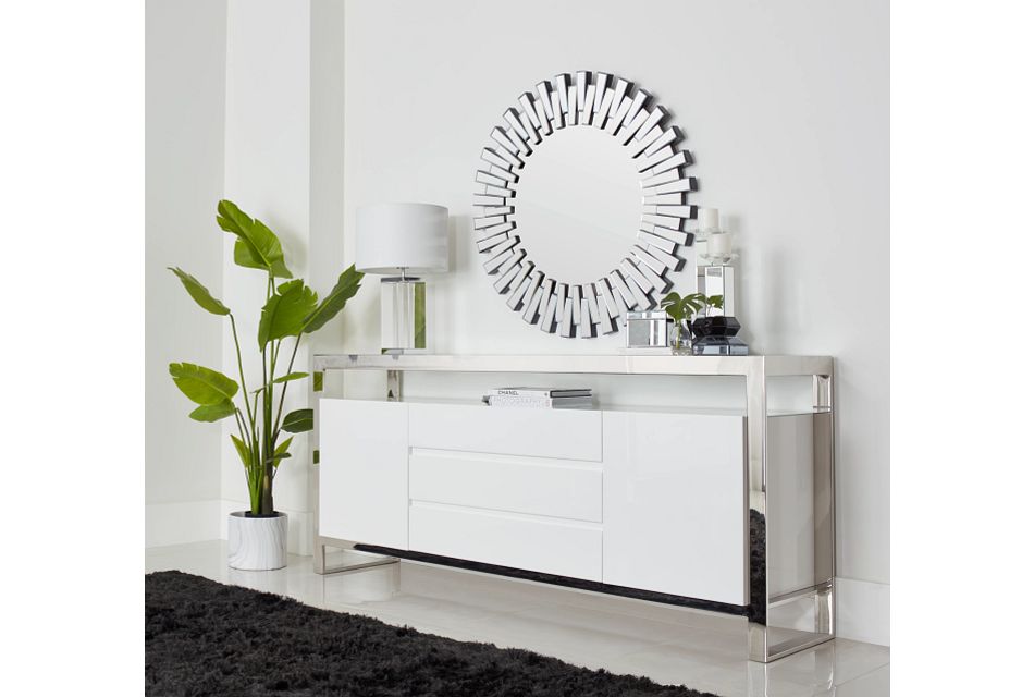 Miami White Glass Buffet