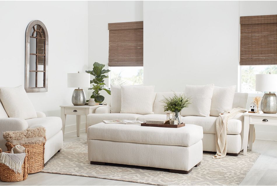 Alpha White Fabric Living Room