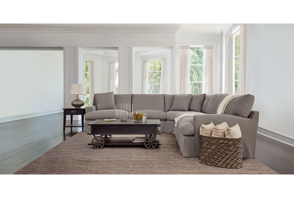 Delilah GRAY FABRIC Large Two-Arm Sectional