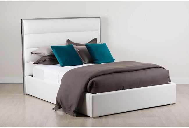Cortina White Uph Platform Bed