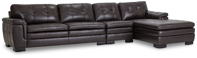 Braden Dark Brown Leather Small Right Chaise Sectional (1)