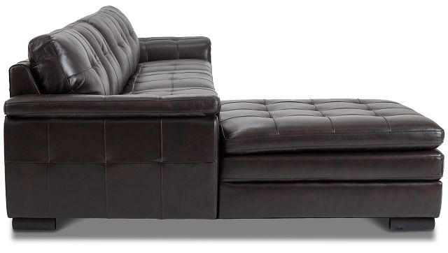 Braden Dark Brown Leather Small Left Chaise Sectional (2)