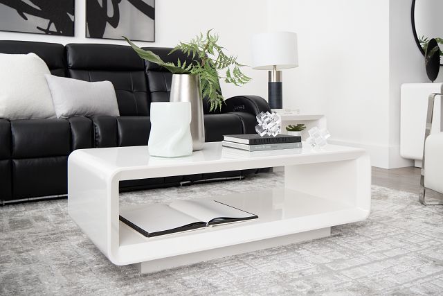Zayden White Rectangular Coffee Table