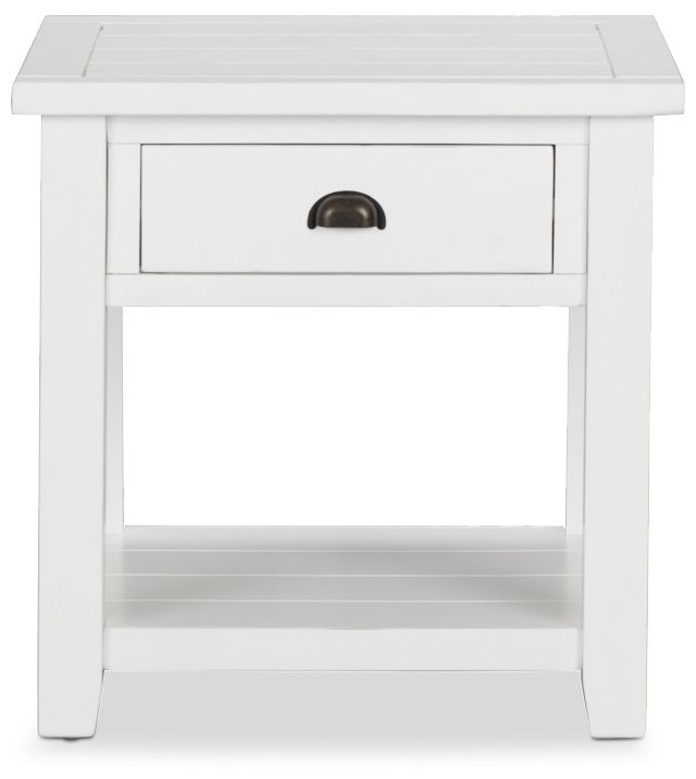 Bismark White Square End Table