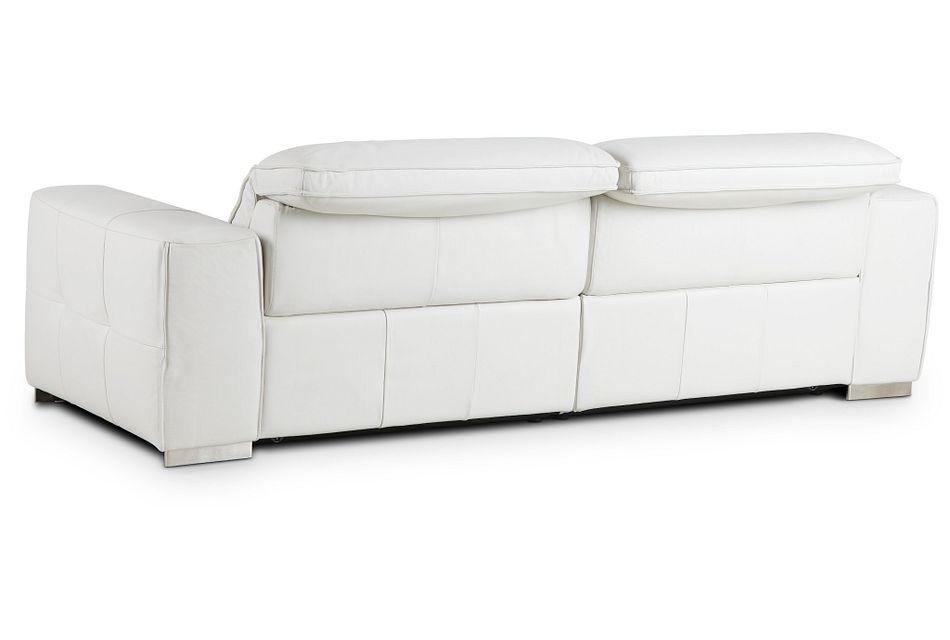 Reva White Leather Power Reclining Sofa