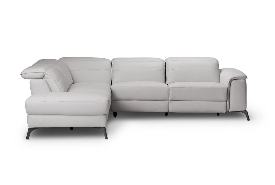 Pearson Gray Leather Left Bumper Power Reclining Sectional