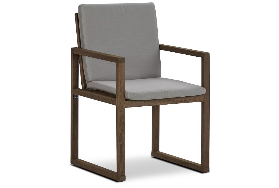 Linear Teak Dk Gray Arm Chair