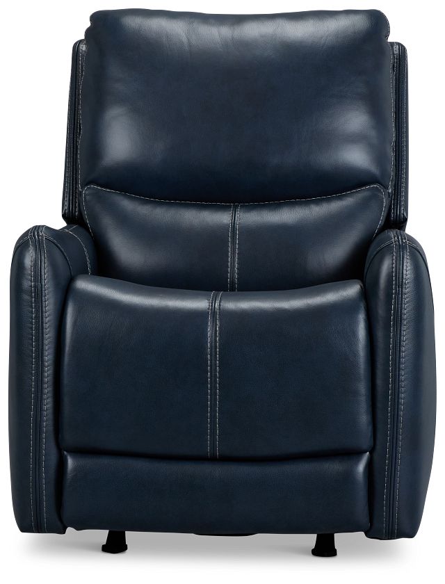 Jonas Dark Blue Lthr/vinyl Power Recliner With Heat And Massage