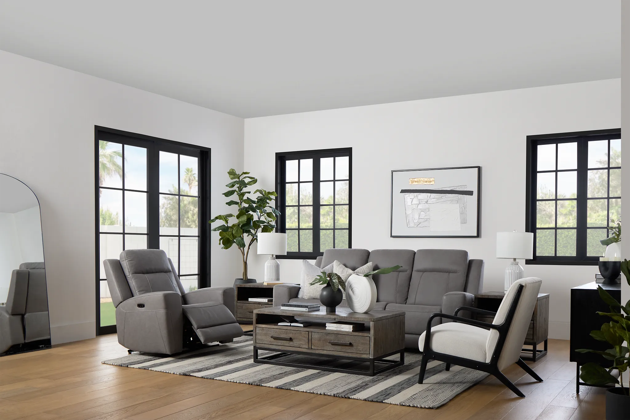 Colton Light Gray Micro Power Reclining Sofa W/ Power Headrest