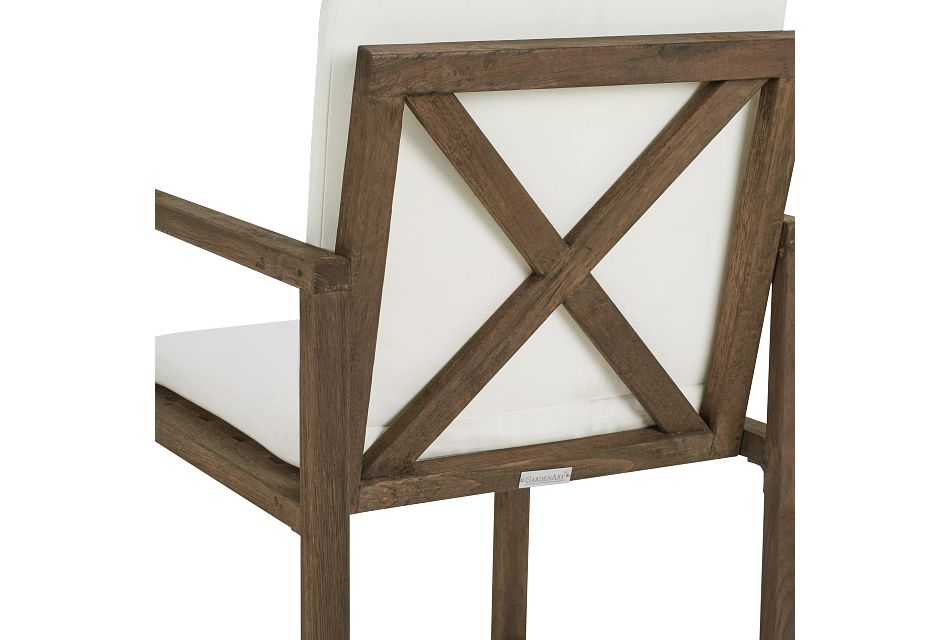 Linear Teak White Arm Chair