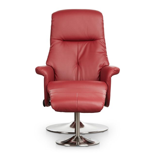 Evans Red Micro Recliner & Ottoman