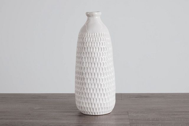Dimpled White Large Vase
