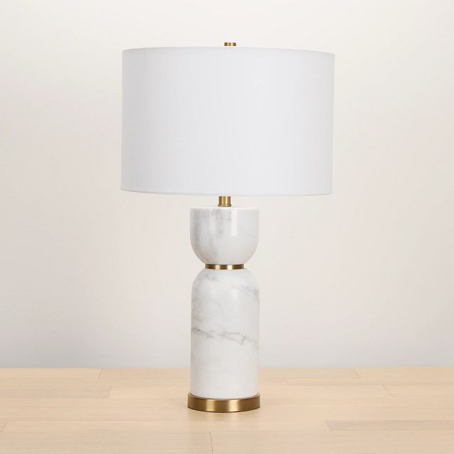 Everly White Marble Table Lamp