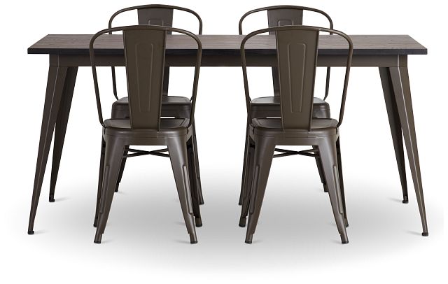 Harlow Dark Tone Rect Table & 4 Metal Chairs (0)