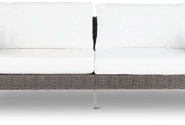 Tulum White Woven Sofa W/ 2 Cushions