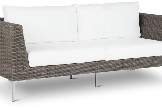 Tulum White Woven Sofa W/ 2 Cushions