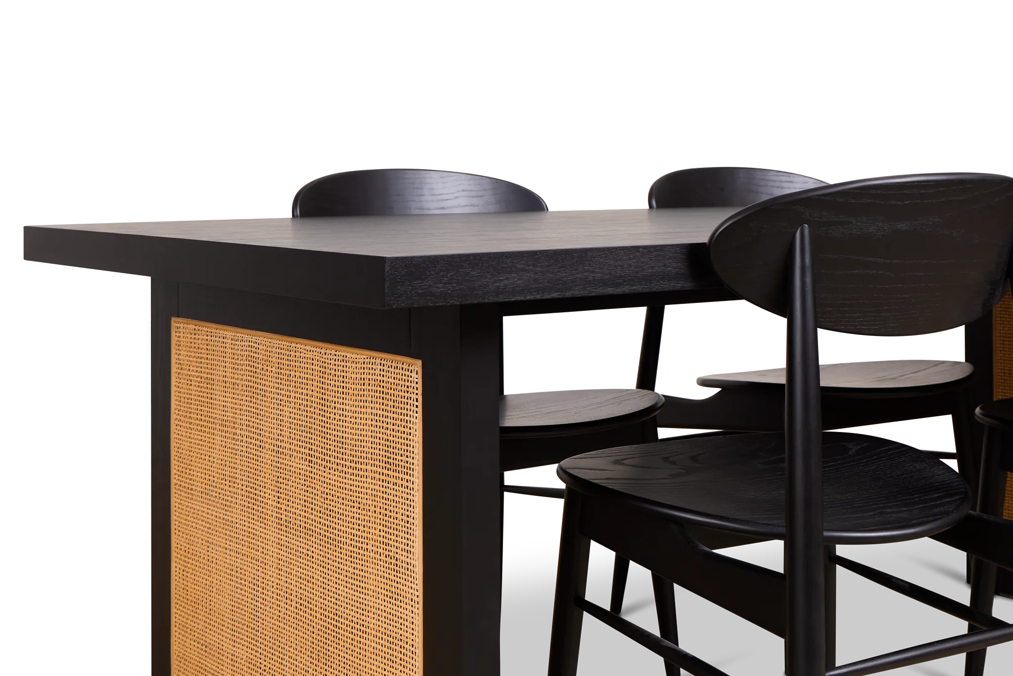 Brisbane Black Rectangular Table & 4 Wood Chairs