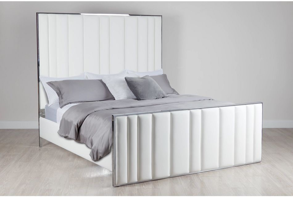Ocean Drive White Metal Panel Bed