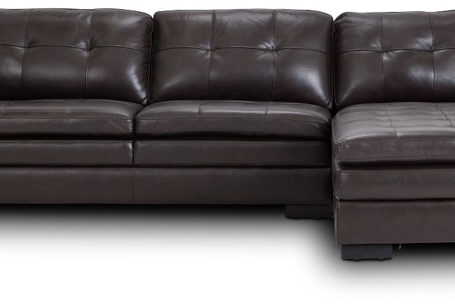 Braden Dark Brown Leather Right Chaise Sectional