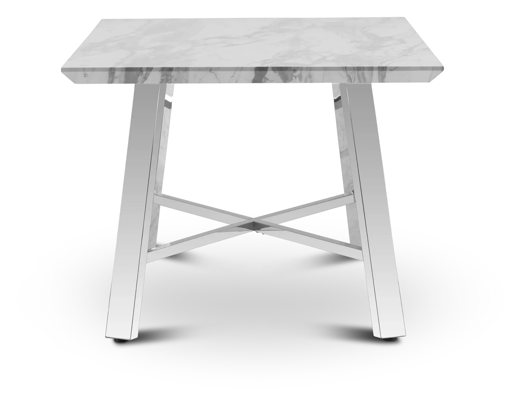 Capri White 70" Rectangular Table With Stainless Steel Legs