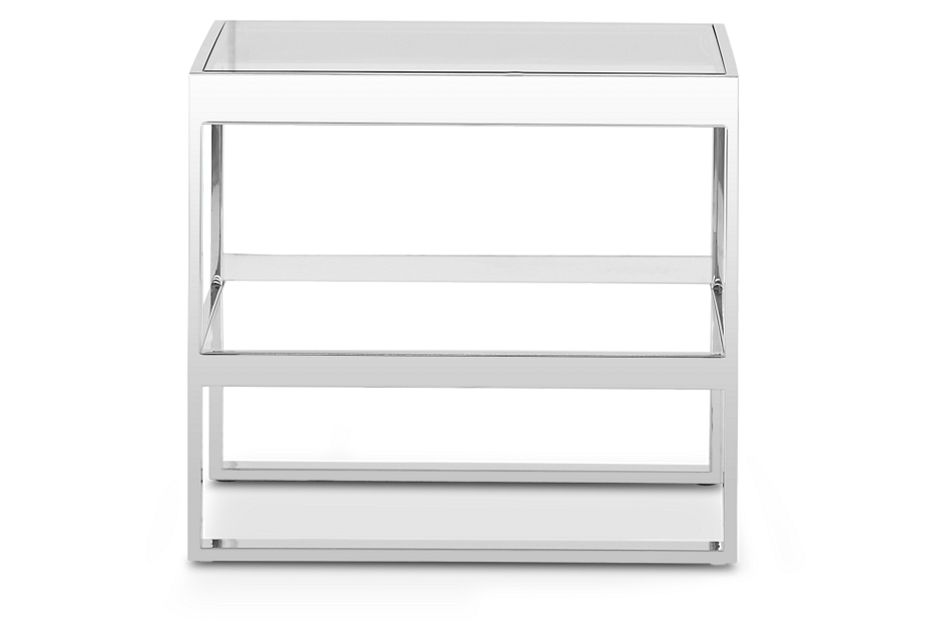 Miami White Glass End Table,