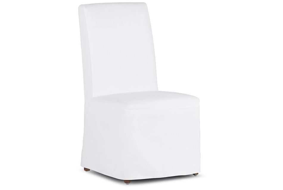 Harbor White Long Slipcover Chair With Medium-tone Leg
